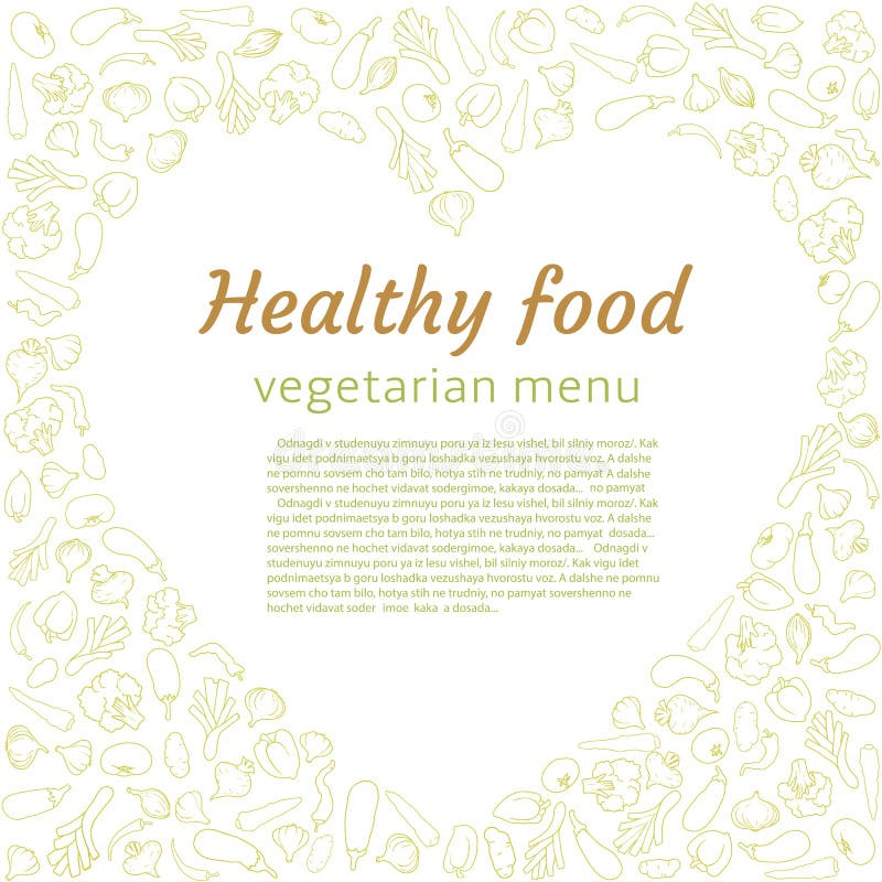 Healthy Vegetable Heart. Vegetarian Menu. Stock Vector - Illustration ...