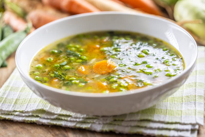 Healthy Vegetable Soup from Fresh Spring Vegetables Stock Photo - Image ...