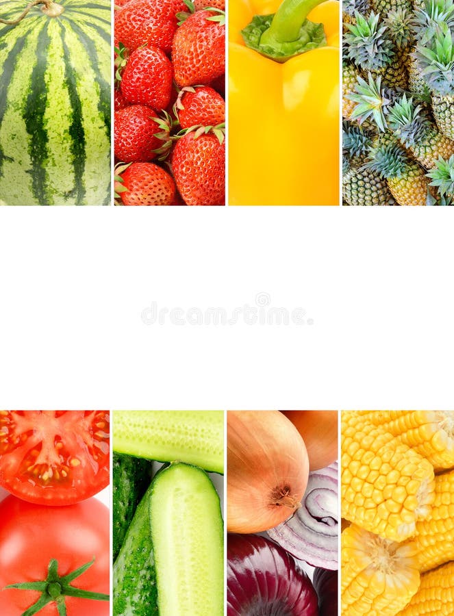 Healthy Vegetables and Fruit Food - Collage Stock Photo - Image of ...
