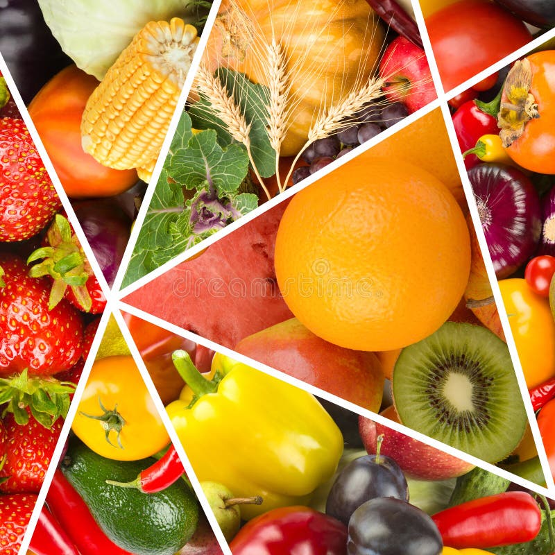 Healthy Vegetables and Fruit Food - Collage Stock Image - Image of ripe ...