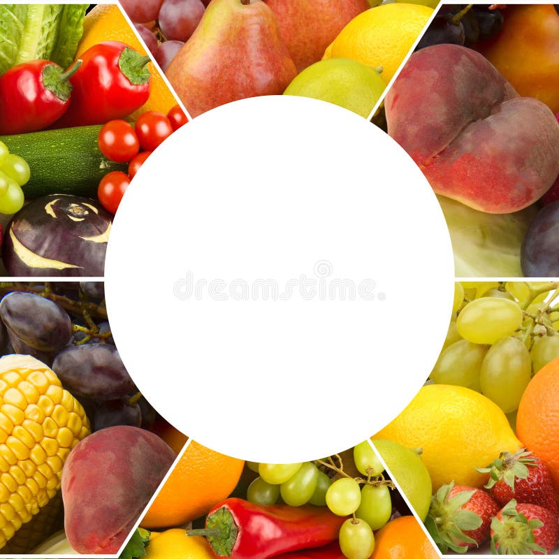 Healthy Vegetables and Fruit Food - Collage. Mosaic Pattern Stock Image ...
