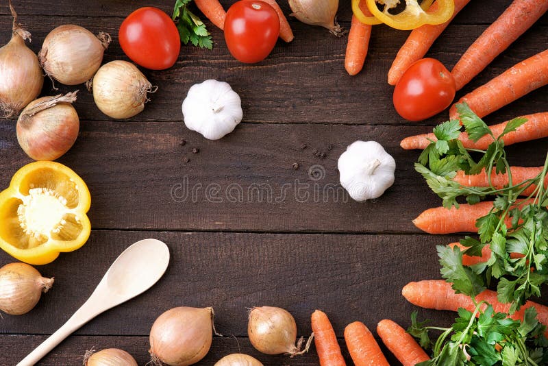 Healthy Vegetables Mix on the Table with Wooden Spoon Stock Image ...