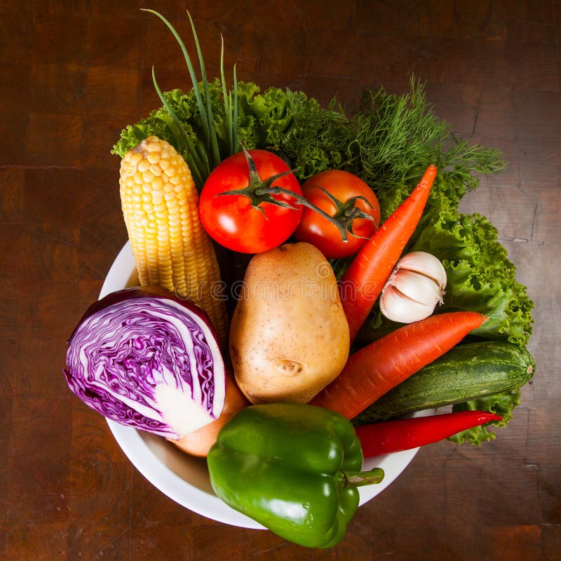 Healthy Vegetables on a Wooden Table Stock Image - Image of group ...
