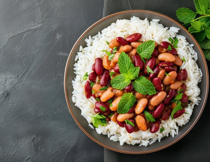 Healthy Vegetarian Rice and Bean Dish Stock Illustration - Illustration ...