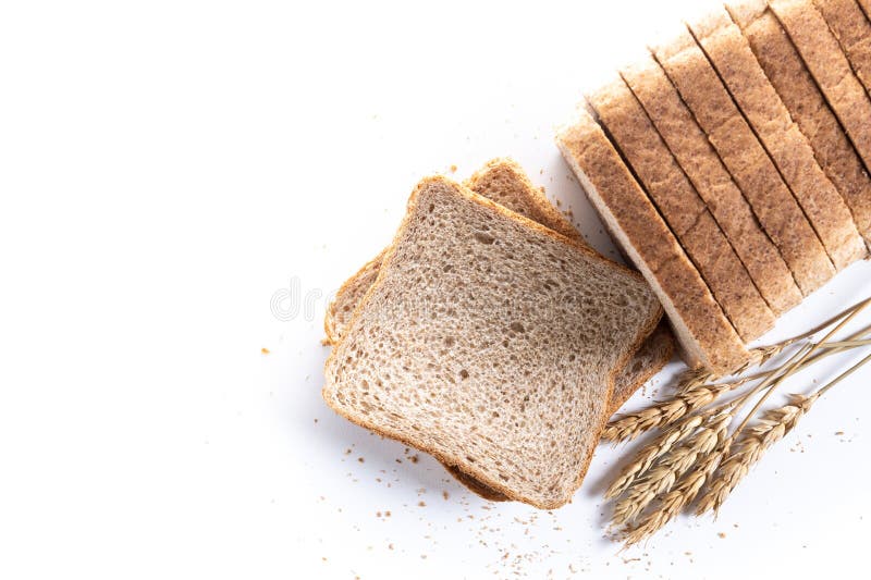 Healthy Wholemeal Bread Slices Isolated on White Background Stock Photo ...