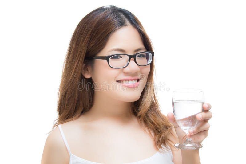 Healthy Woman Drinking Water Stock Image - Image of white, wellbeing ...