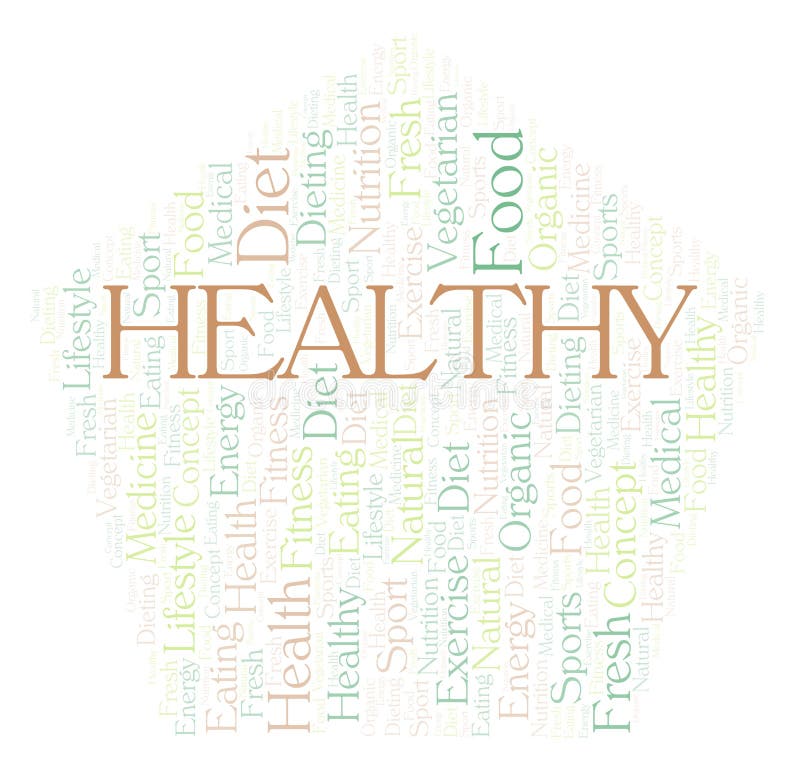 Healthy word cloud stock illustration. Illustration of rendering ...