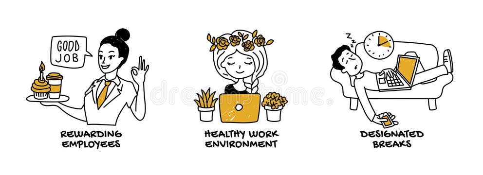 Healthy Work Environment and Organization of Business Stock Vector ...