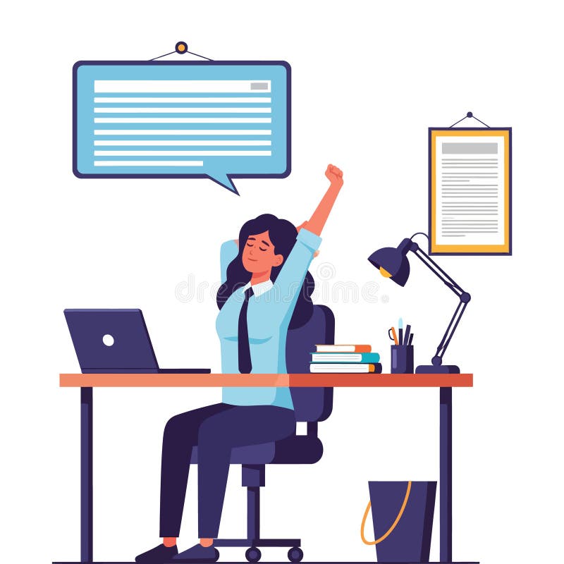 Healthy Work Habits: Employee Stretching during Office Hours Stock ...