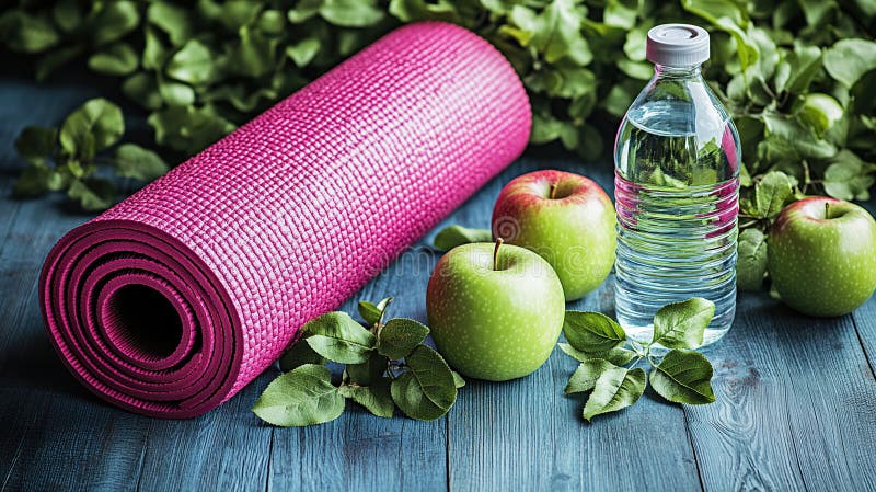 Healthy workout essentials stock illustration. Illustration of ...