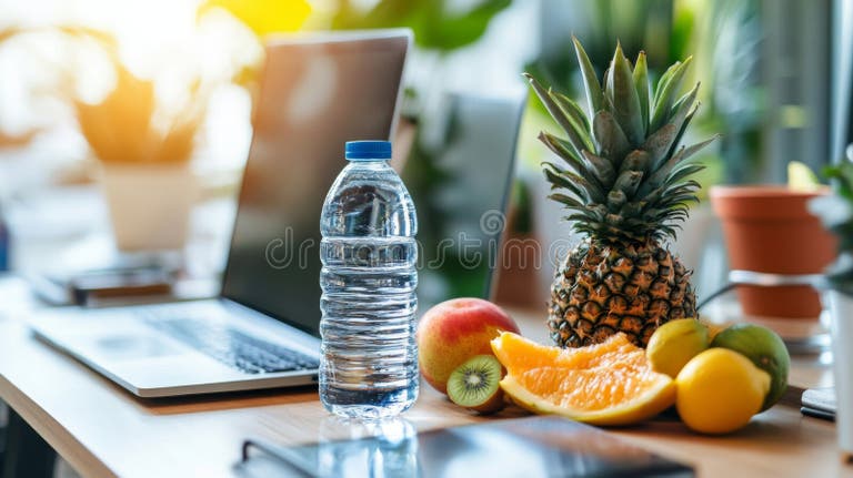 Healthy Workplace Refreshments Include Water and Fruit Stock ...