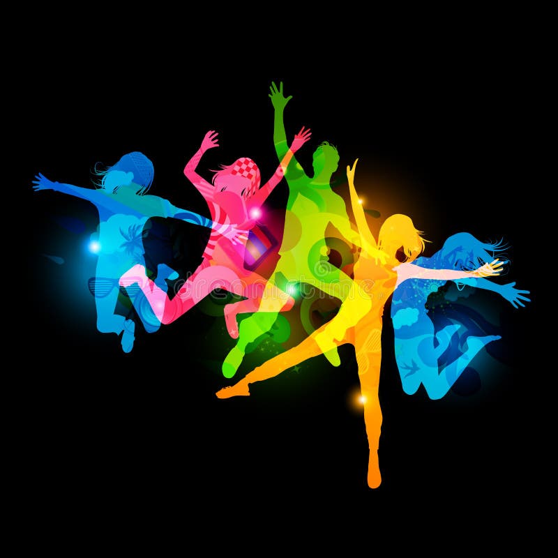 Jumping Young Adults stock vector. Illustration of growing - 31333045