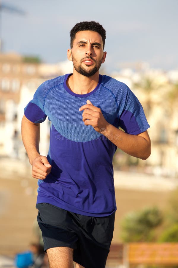 Healthy Young Man Running Outdoors Stock Image - Image of body, adult ...