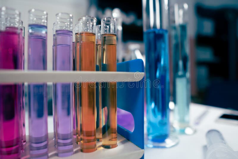 Colorful Rows of Laboratory Test Tubes Stock Photo - Image of science ...
