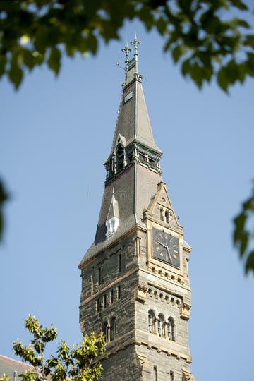 Healy Hall Clock Tower stock image. Image of healy, lawn - 31419019
