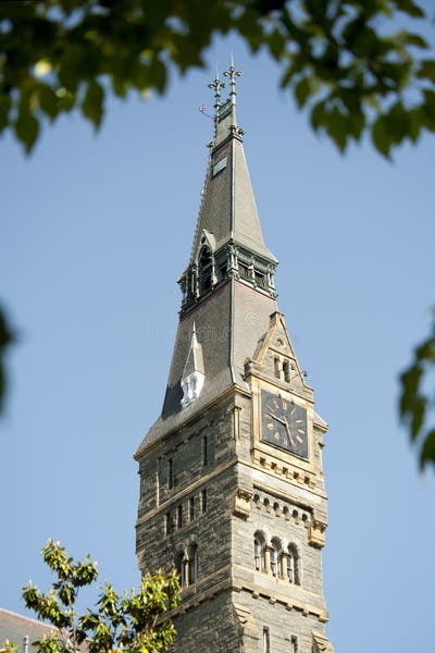 Healy Hall Clock Tower stock image. Image of healy, lawn - 31419019
