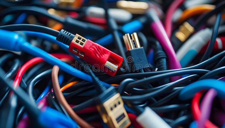 Heap of Assorted Used Tech Cables, Connectors, Plugs. Cables Include ...