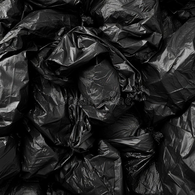 Heap of Black Garbage Bags. Generative Ai Stock Illustration ...