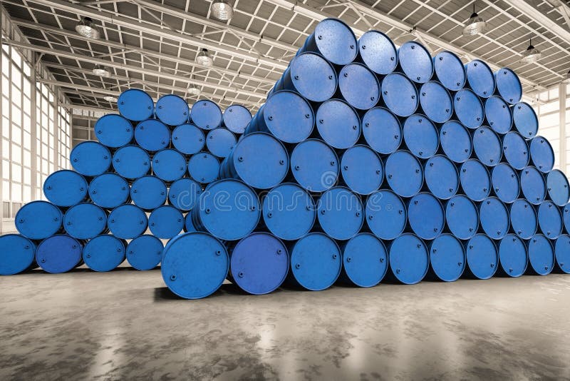 Blue oil barrels (1) stock image. Image of diesel, metal - 11050791