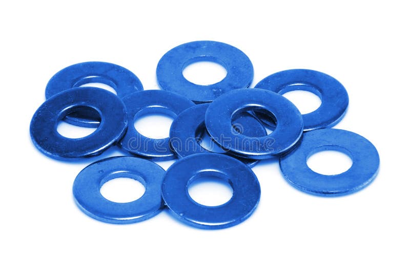 Heap of Blue Coloured Washers Stock Image - Image of engineering, shiny ...