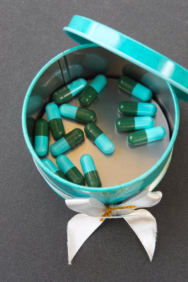 Heap of Blue Green Round Capsule Pills with Medicine Antibiotic Stock ...
