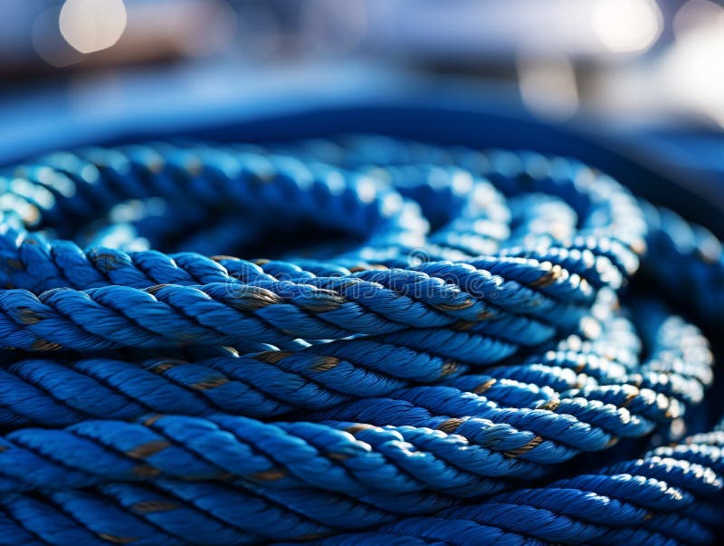 Blue marine boat ropes stock illustration. Illustration of rolled ...