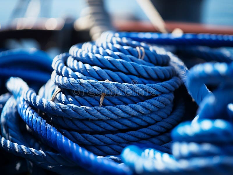 Blue marine boat ropes stock illustration. Illustration of table ...