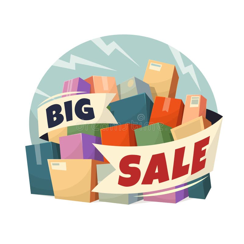 Heap of Boxes with Big Sale Text Stock Vector - Illustration of present ...