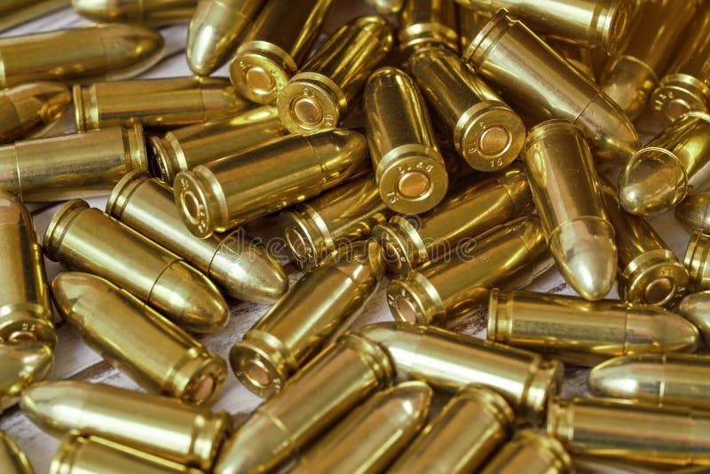 Heap of Gun Bullets. Weapon Cartridge Case Sleeve Background Texture ...