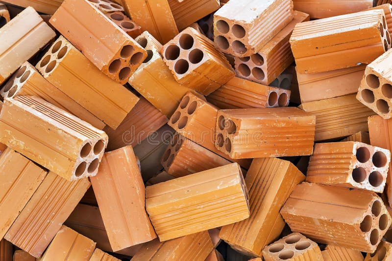Heap of Bricks Background Building Materials Stock Photo - Image of ...