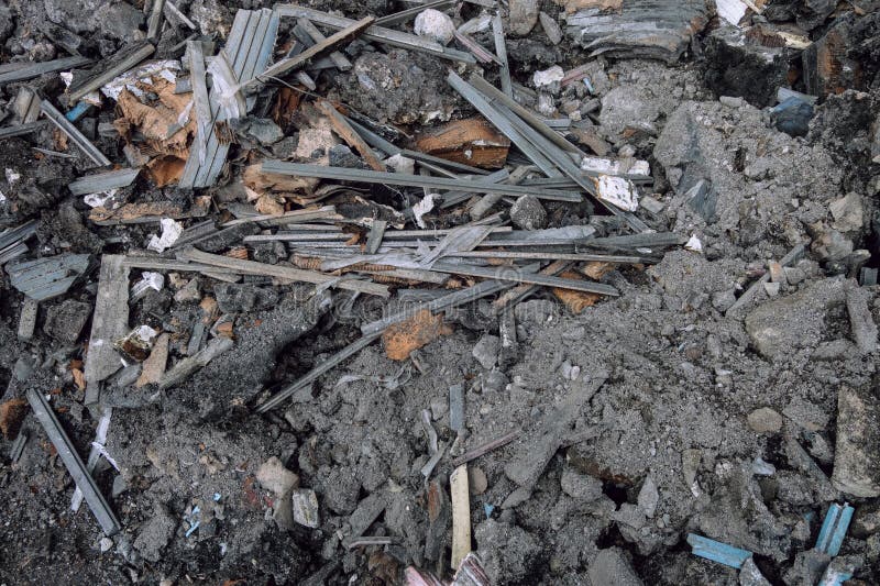 Heap of Building Debris after a Building Fire Stock Image - Image of ...