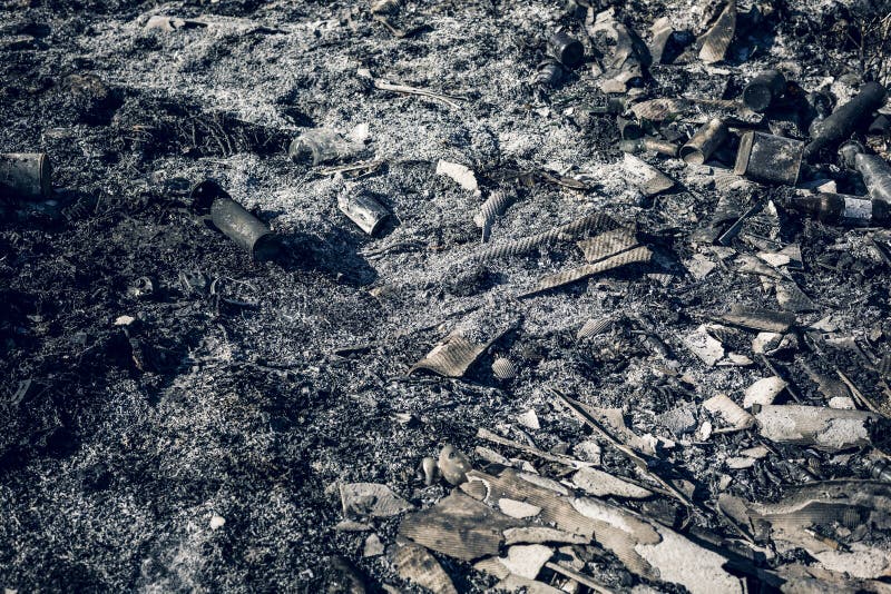 Heap of Burned and Scattered Rubble and Slate after a Fire in Building ...