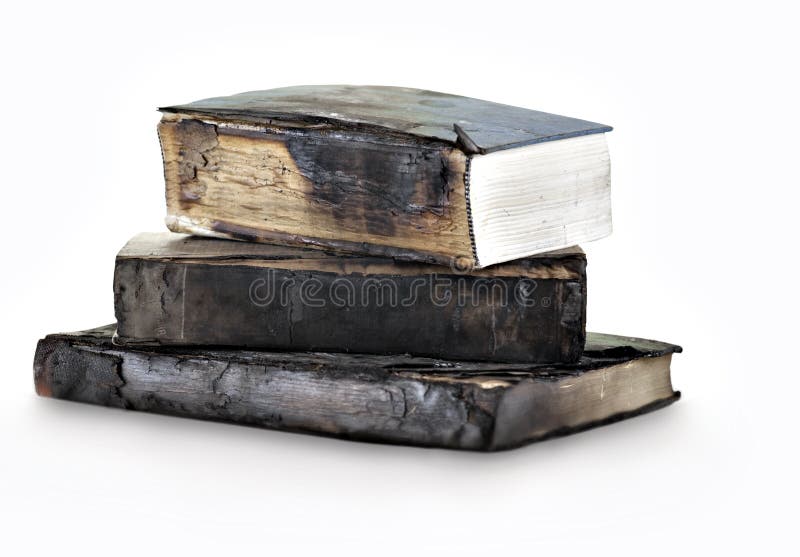 Burnt Books on a Pile of Ashes in the Smoke, Destruction of Books Stock ...