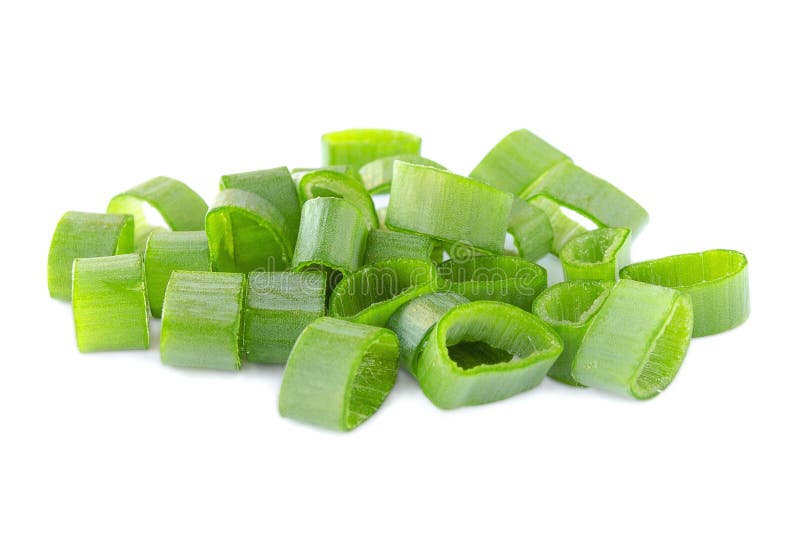 Heap of Chopped Spring Onions Isolated on White Background. Sliced ...