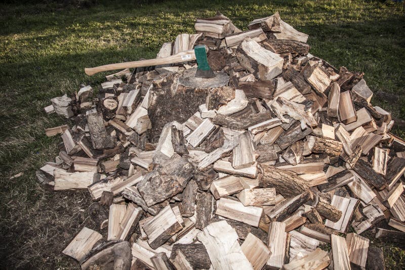 Heap of chopped wood stock photo. Image of stacked, resource - 99353962