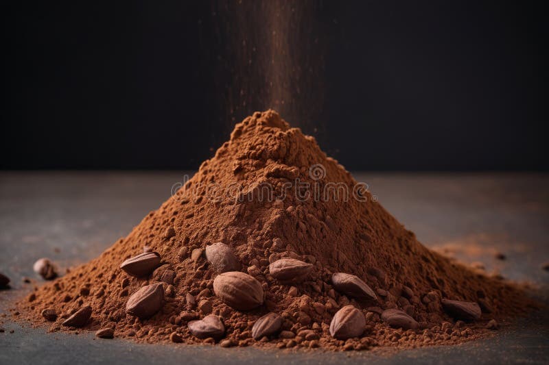 Heap of Cocoa Powder with Cocoa Beans Stock Illustration - Illustration ...