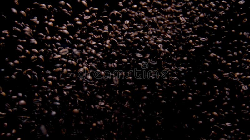 Heap Coffee Beans Exploding Close Up. Roasted Aromatic Seeds Flying on ...