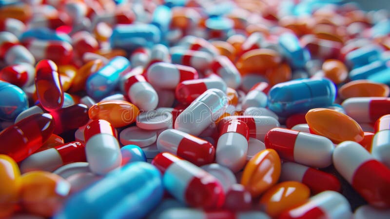 Heap of Colorful Medication Tablets Piled Together in Bright Light ...
