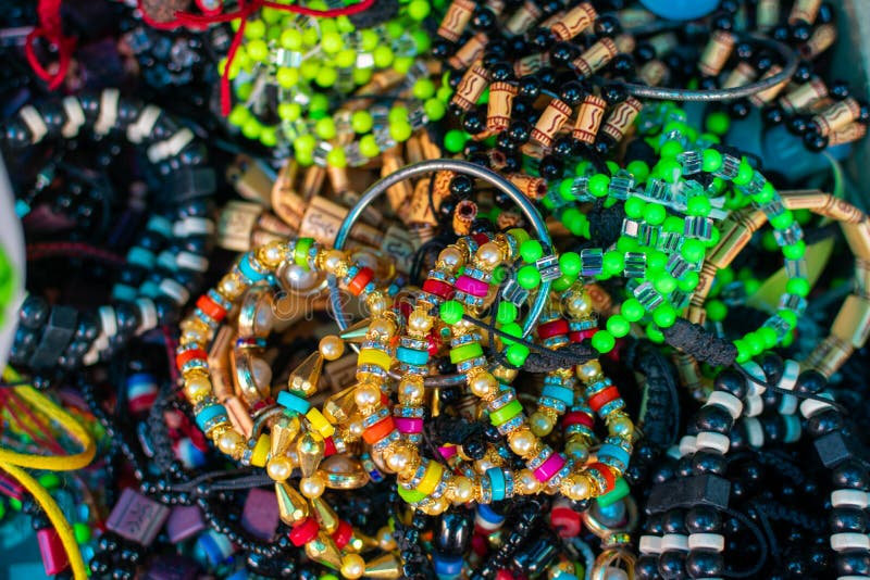 A Heap of Colorful Plastic Friendship Bands Abstract Background ...