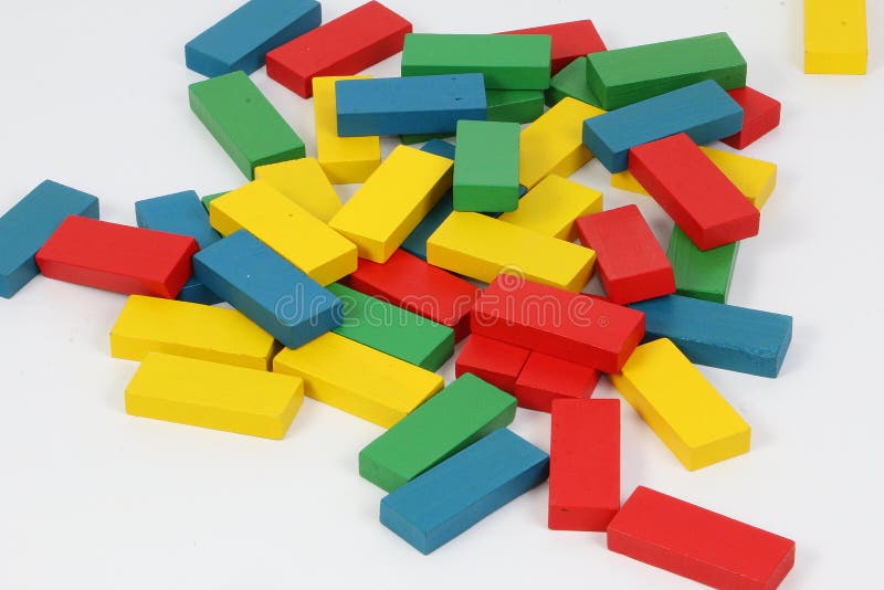 Heap of Colorful Wooden Building Blocks are Lying in a White Studio ...