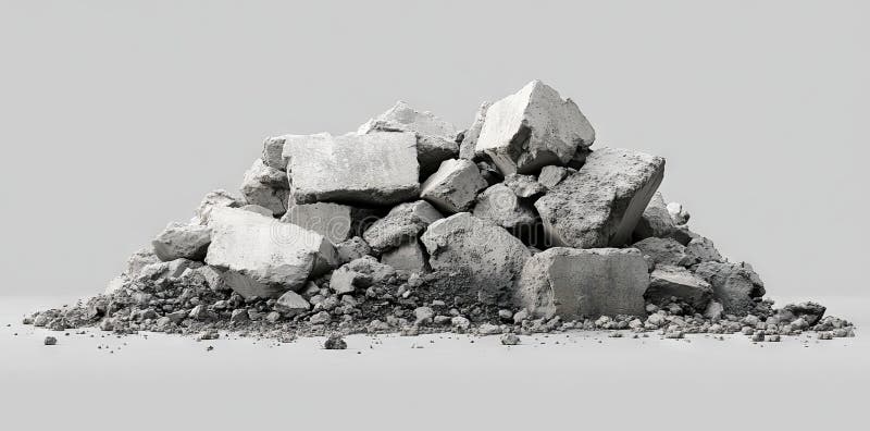 A Heap of Concrete Debris Set Against a White Backdrop, Representing ...