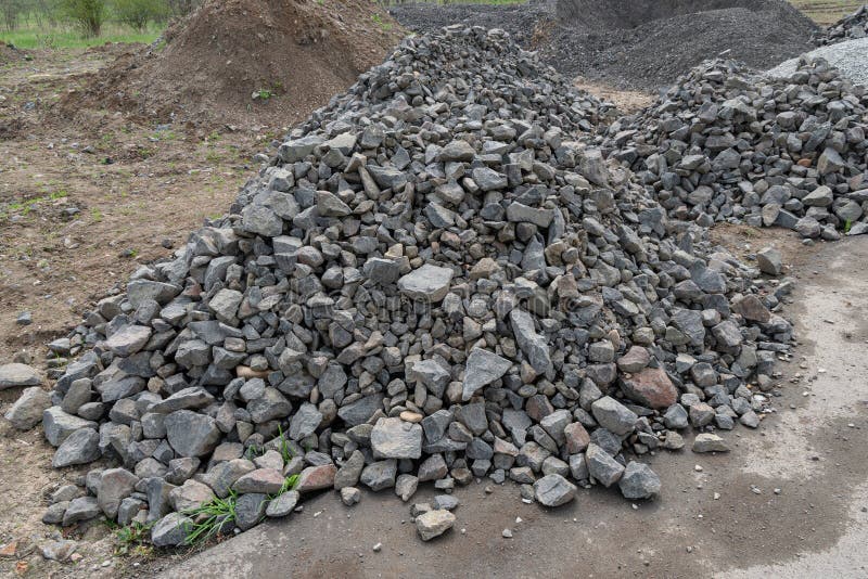 Heap of Construction Material Pile of Stone Granite Cubes Building ...