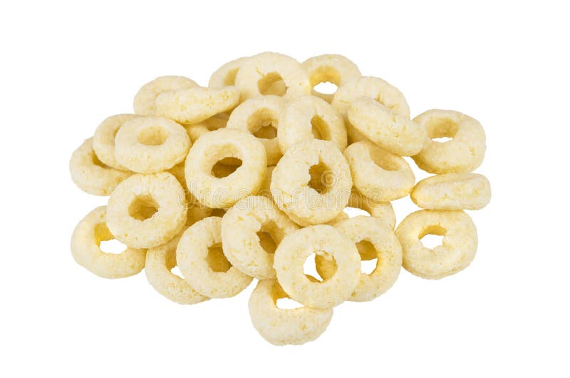 Heap of Corn Flakes Rings Isolated on White Stock Photo - Image of ...