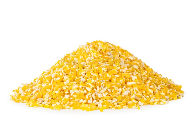 Heap of Corn Groats Close-up on a White. Isolated. Stock Photo - Image ...
