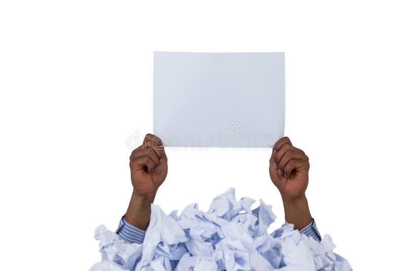 Heap of Crumpled Paper with Hand Holding Blank Page Stock Photo - Image ...