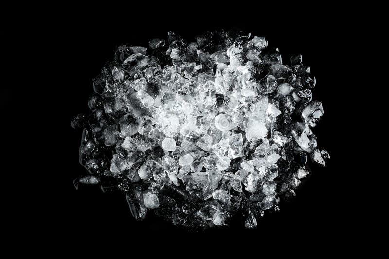 Heap of Crushed Ice on Black Table, Top View Stock Photo - Image of ...