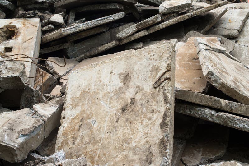 Heap of the Damaged Concrete Blocks Stock Image - Image of debris ...