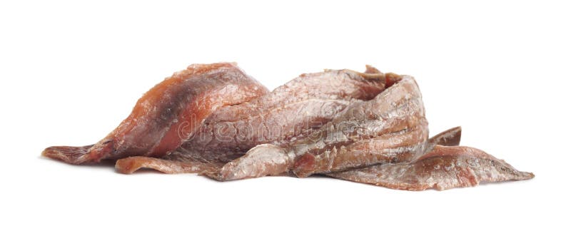 Heap of Delicious Anchovy Fillets on White Background Stock Image ...