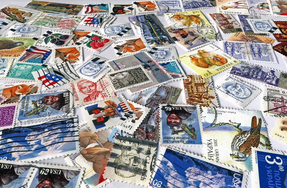 Heap of Different Colorful Post Stamps, Paper Editorial Stock Photo ...