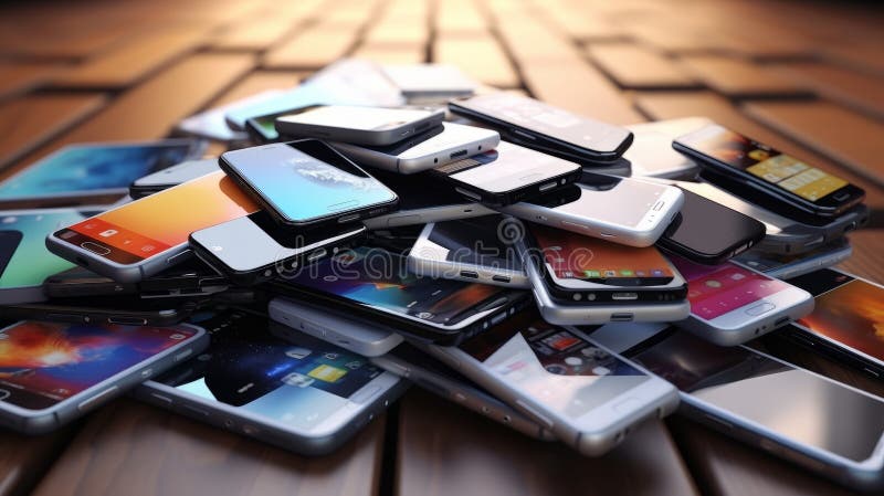Heap of Different Smartphones, Mobile Phone Technology Concept ...
